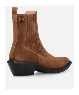 Pinko Suede Cowboy Ankle Boots