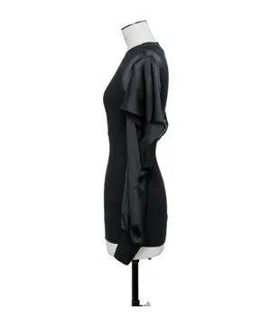 Sacai Crewneck Paneled Jumper With Ruffle Details