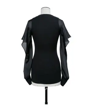 Sacai Crewneck Paneled Jumper With Ruffle Details
