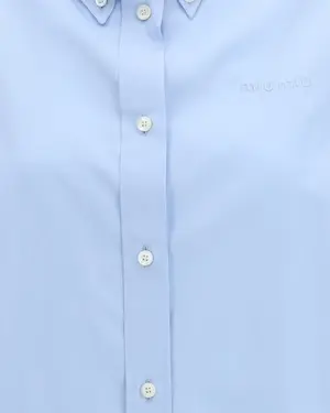 Miu Miu Logo Embroidered Cotton Button-up Shirt
