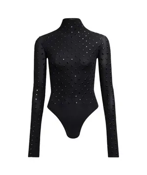 Alaïa Rhinestone High-neck Bodysuit