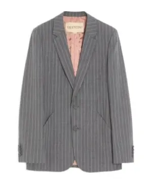 Valentino Garavani Single-breasted Jacket In Pinstripe Wool