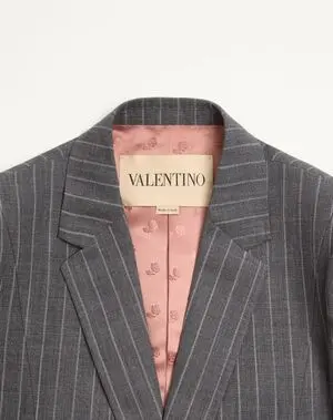 Valentino Garavani Single-breasted Jacket In Pinstripe Wool