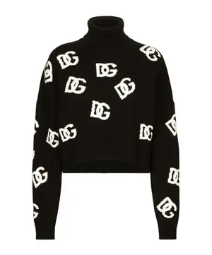 Dolce & Gabbana Dg Logo Intarsia High Neck Sweater