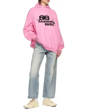 Balenciaga Graffiti Print Cotton Hoodie