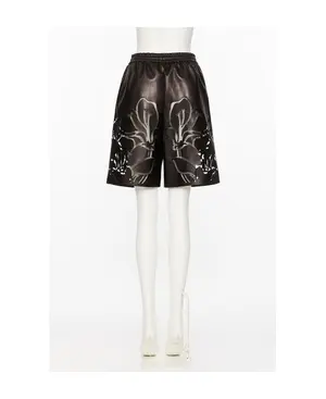 Valentino Garavani Floral Leather Shorts