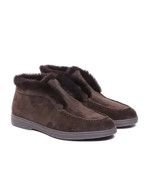 Santoni Round-head Short Boots - Black