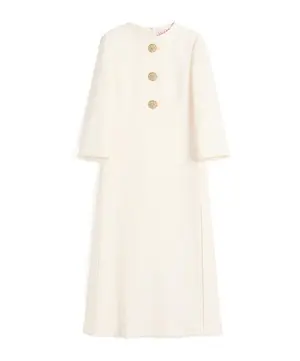 Valentino Garavani Crepe Couture Midi Dress With Jewelry Button Details - Ivory