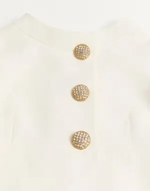 Valentino Garavani Crepe Couture Midi Dress With Jewelry Button Details - Ivory