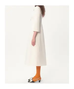 Valentino Garavani Crepe Couture Midi Dress With Jewelry Button Details - Ivory