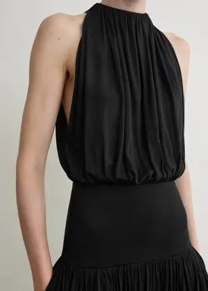 TOTEME Sleeveless Gathered Midi Dress - Black