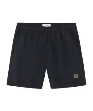 Stone Island Logo Patch Swim Shorts - Black