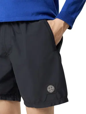 Stone Island Logo Patch Swim Shorts - Black