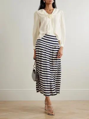Rixo Emelin Floral Appliqué Peter Pan Collar Blouse