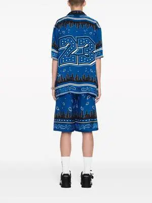 Off-White Bandana Printed Straight Hem Shorts - Blue