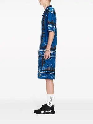 Off-White Bandana Printed Straight Hem Shorts - Blue