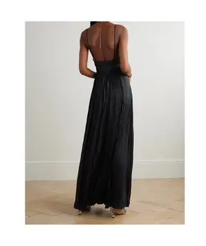 Ulla Johnson Reine Plissé Satin Gown - Black