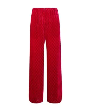 Gucci Gg Jacquard Velvet Trousers - Red