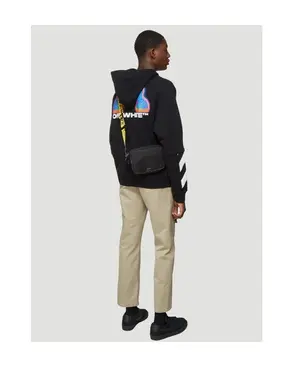 Off-White Hooded Sweater With Rope Straps And Graphic Print