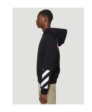 Off-White Hooded Sweater With Rope Straps And Graphic Print