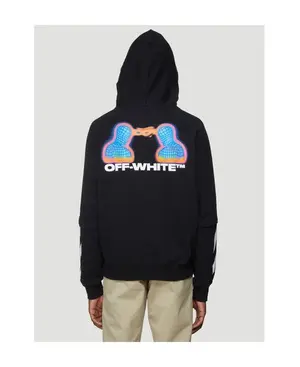 Off-White Hooded Sweater With Rope Straps And Graphic Print