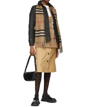 Burberry Checked Fringed-edge Scarf - Nude