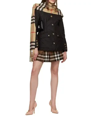 Burberry Checked Fringed-edge Scarf - Nude