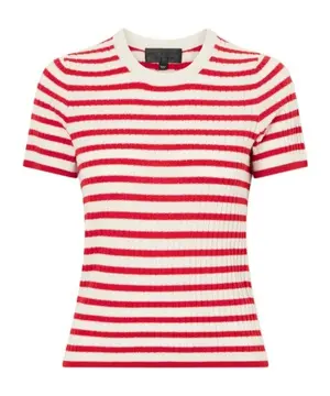 NILI LOTAN Alita Striped Cashmere T-shirt