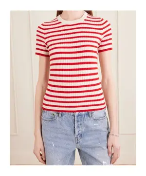 NILI LOTAN Alita Striped Cashmere T-shirt