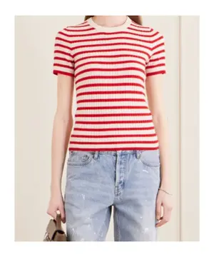 NILI LOTAN Alita Striped Cashmere T-shirt