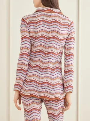 Rixo Multicolor Zigzag Striped Crochet Long-sleeved Top - Pink