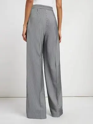 Max Mara Pinstriped Belted Stretch Jersey Trousers