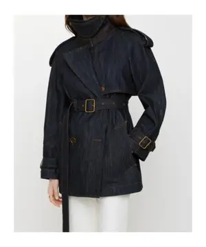 Burberry Fitzrovia Denim Trench Coat - Dark Indigo
