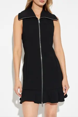 GANNI Zip-up Ruffled Hem Dress