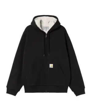 Carhartt Work In Progress Logo Patch Zipped Hoodie - Black
