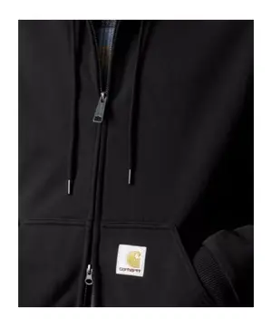 Carhartt Work In Progress Logo Patch Zipped Hoodie - Black