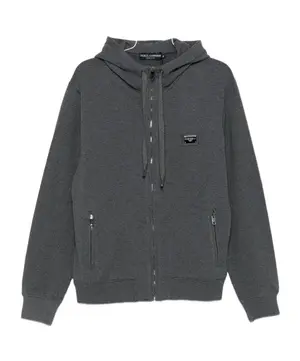Dolce & Gabbana Logo-plaque Hoodie - Grey