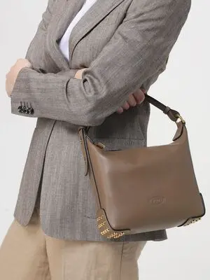 TOD'S Mini Studded Shoulder Bag - Brown