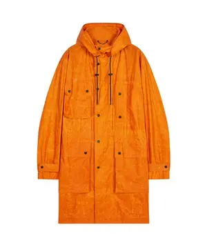 Dries Van Noten Long-sleeved Hooded Coat With Drawstring And Pockets - Orange