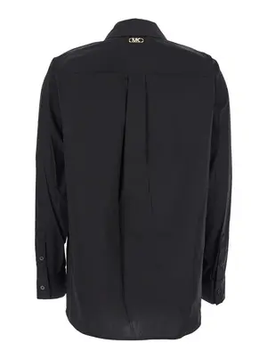 Michael Kors Stretch Poplin Shirt With Classic Collar - Black