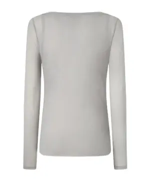 Pinko Boat-neck Long-sleeved Sheer T-shirt - Gray