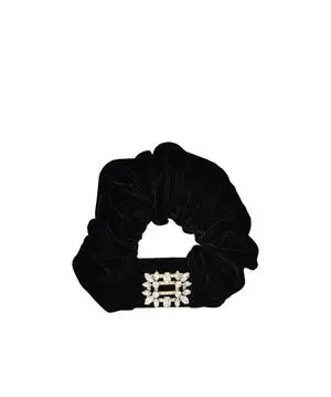ROGER VIVIER Embellished Velvet Scrunchie - Black