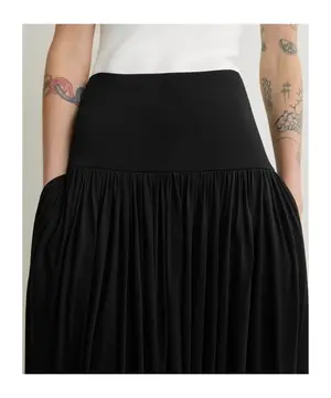 TOTEME Soft Gathered Midi Skirt - Black