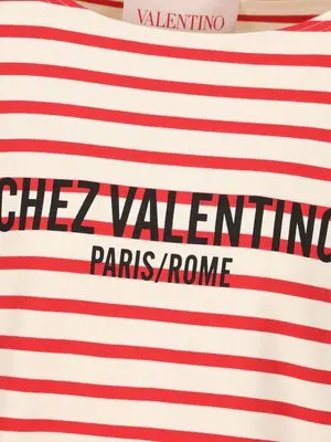 Valentino Garavani Striped Long Sleeve Top - Red