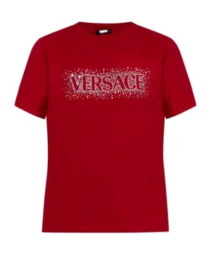 Versace Logo Embellished Crewneck T-shirt - Red