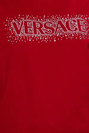 Versace Logo Embellished Crewneck T-shirt - Red