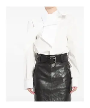 Saint Laurent Lavallière Broad- Shoulder Shirt - White
