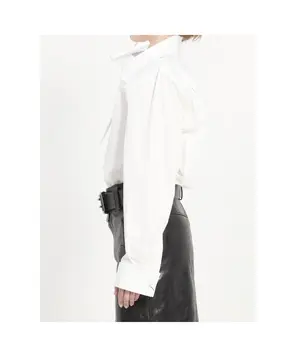 Saint Laurent Lavallière Broad- Shoulder Shirt - White