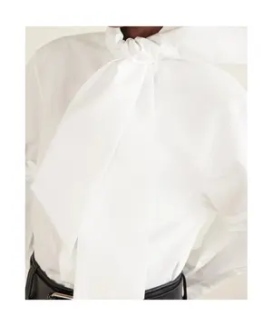 Saint Laurent Lavallière Broad- Shoulder Shirt - White