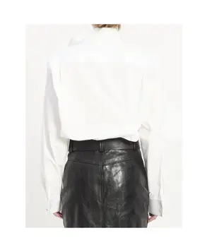 Saint Laurent Lavallière Broad- Shoulder Shirt - White